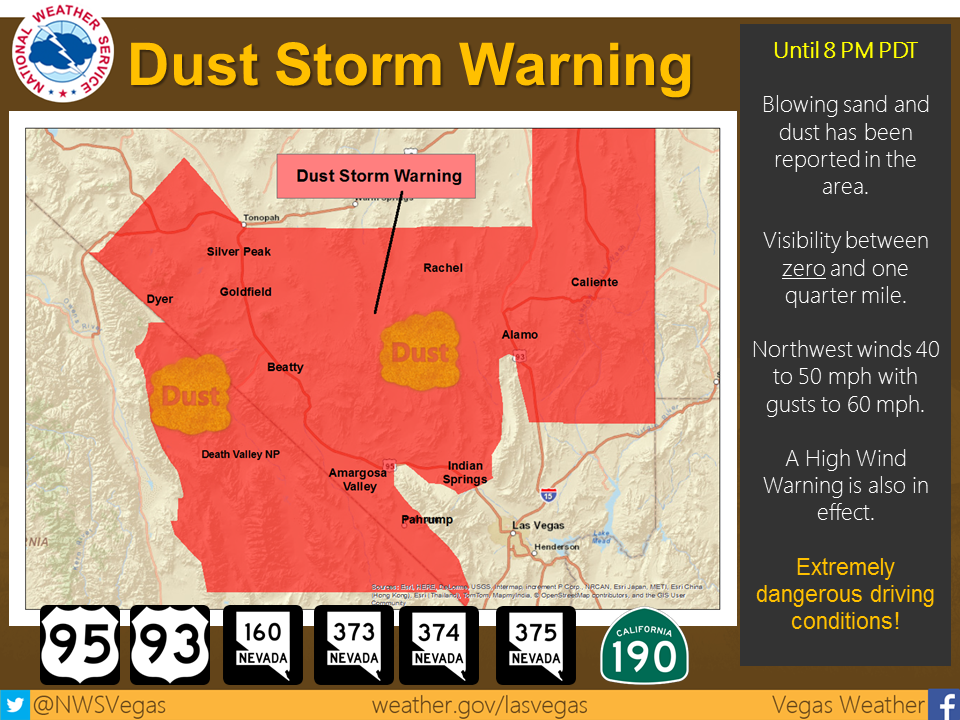 Dust Storm Warning until 8 PM PDT. Parts of southern Nevada and ...