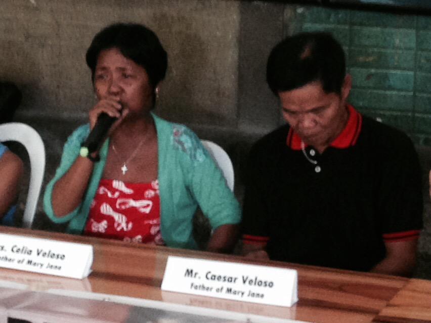 Parents of Mary Jane Veloso, the OFW on death row in Indonesia, hold presscon in UP Diliman ...