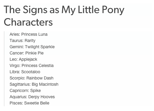 My little pony characters zodiac signs - Horoscopeaz.com