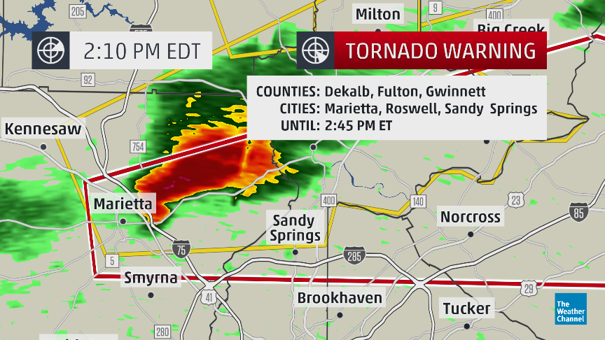 BREAKING: Tornado warning for northern suburbs of Atlanta just north of ...