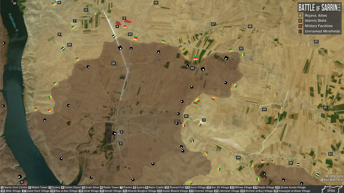 Kobane: Sarrin Battle Map 22th April 2015 (by Mark Monmonier) : r ...