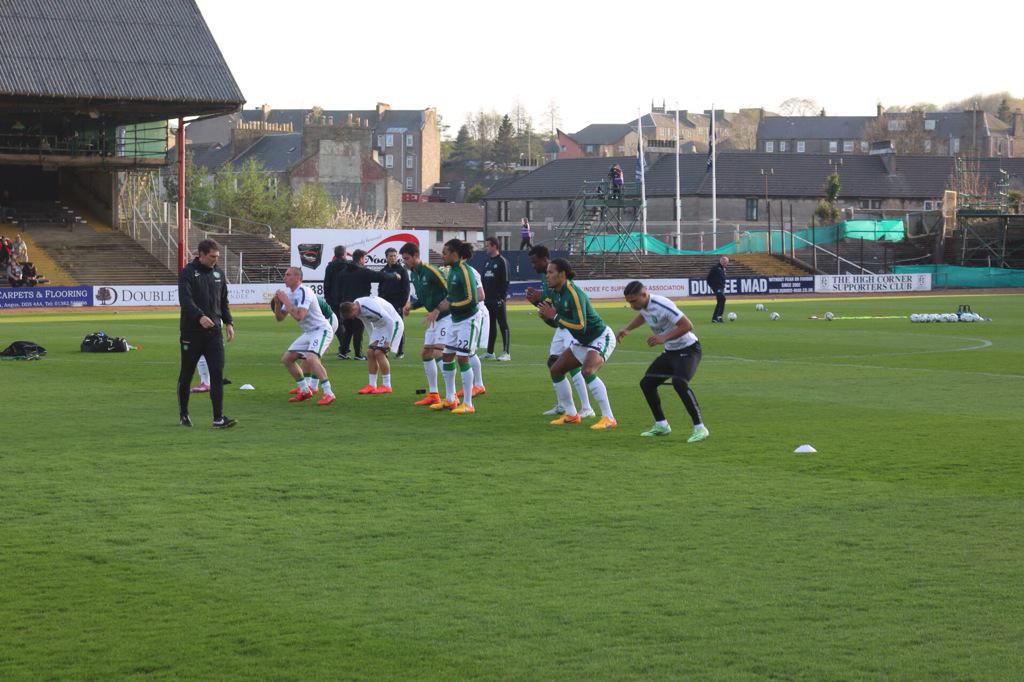 The Celts go through some stretches as Ian Coll leads the pre-match ...