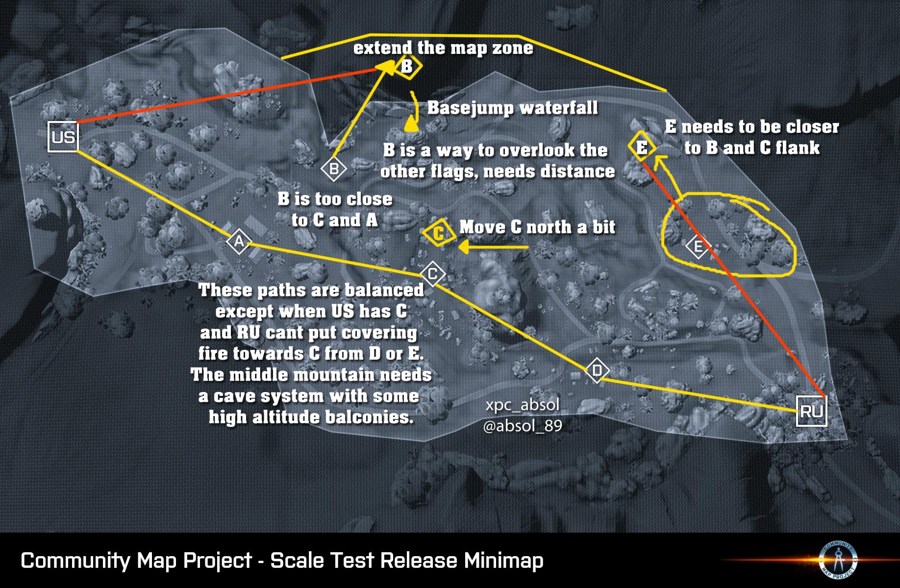 CMP map layout tweak with Waterfall Basejump, 5 flags and more C flanks ...