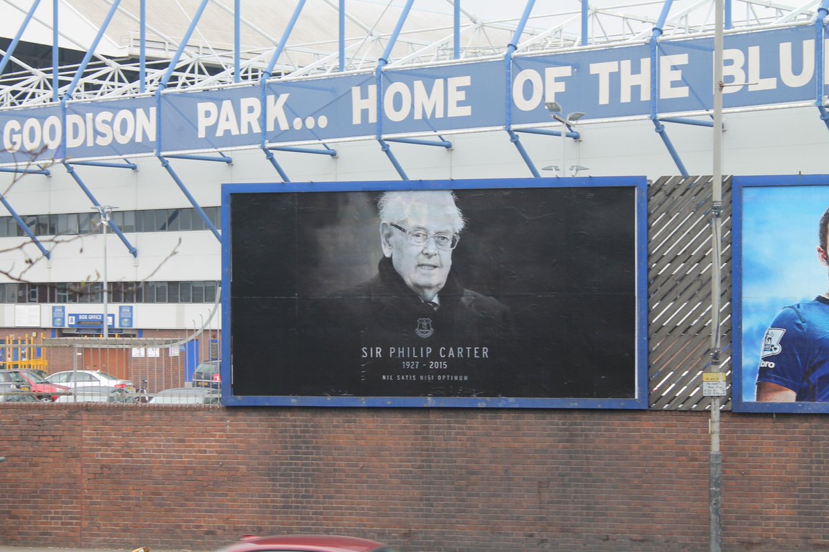 PHOTO: A billboard outside Goodison Park pays tribute to the late Sir ...