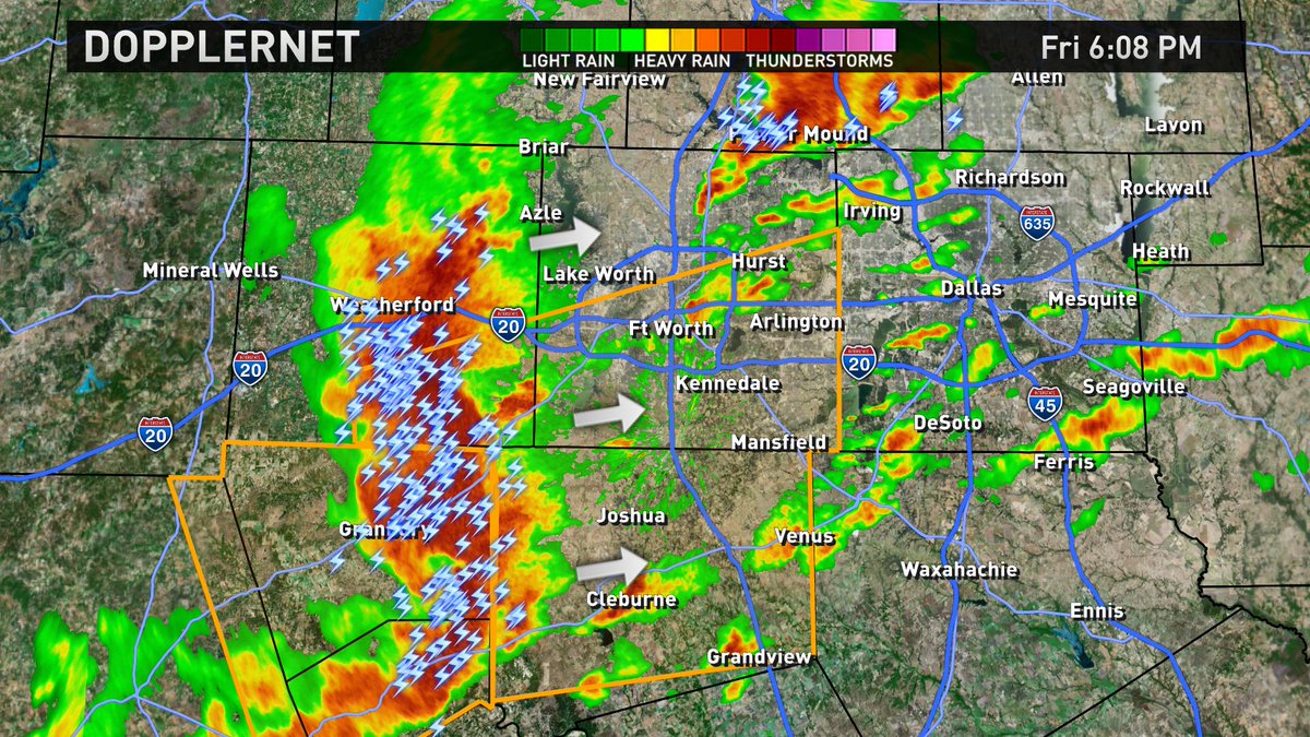 Now: Line of severe storms moving directly into the DFW area. Expect ...
