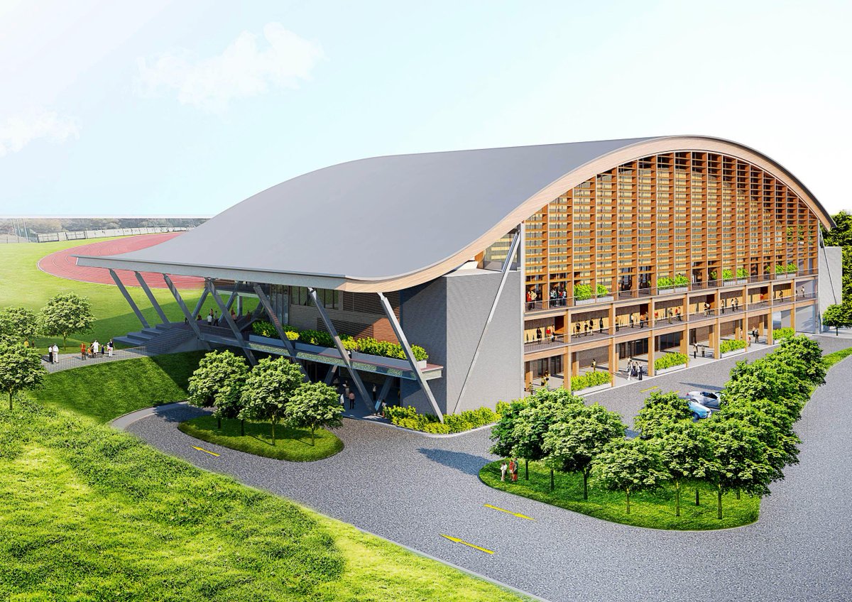 Sustainable sports hall, eco-friendly high-rise residential buildings ...