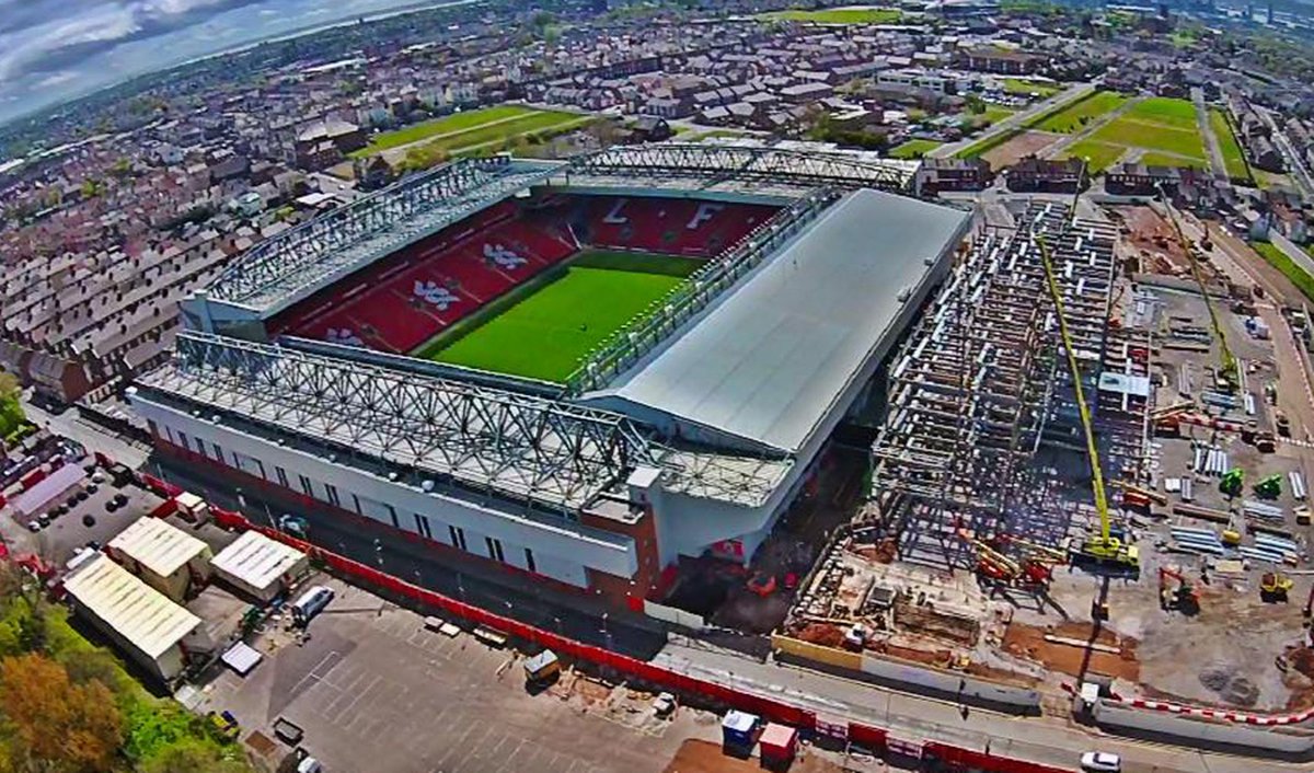 Aerial photo shows the progress on a new main stand at Anfield | | Fox ...