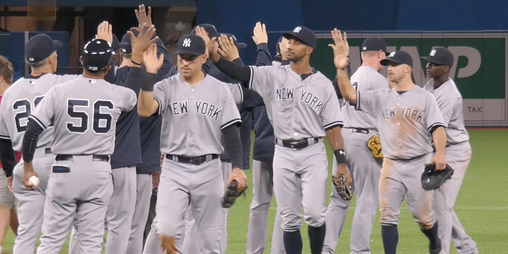 High fives all around for the Yankees’ win in Toronto! PinstripePride ...