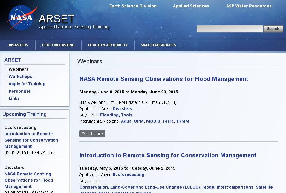 NASA Applied Remote Sensing Training (ARSET) « Geospatial Network Blog NASA Applied Remote Sensing Training (ARSET) « Geospatial Network Blog