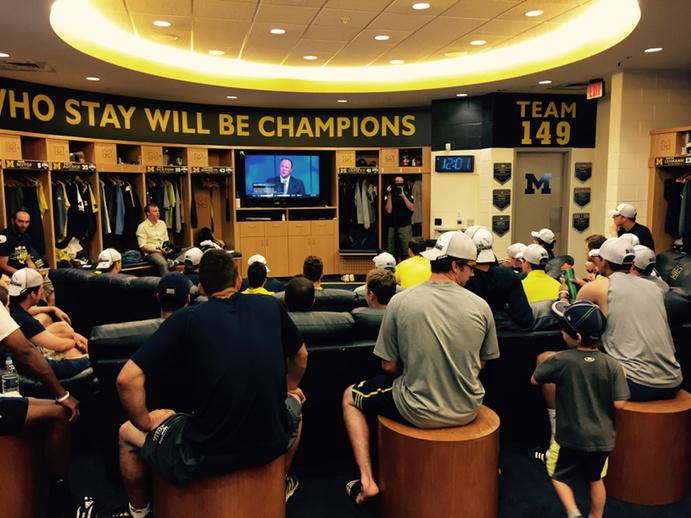 Michigan baseball team watching NCAA Tournament selection show in ...