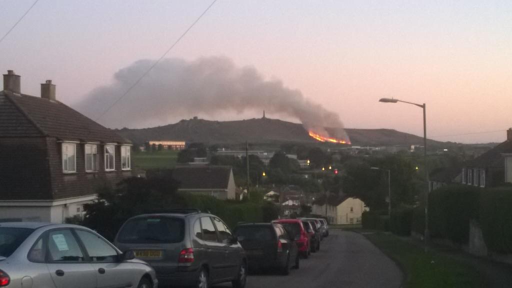 Fire crews dealing with large gorse fire on Carn Brea | West Country ...