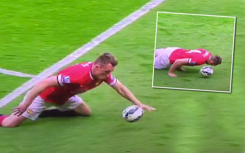 Phil Jones falling over like a lost sea mammal is exactly as hilarious ...