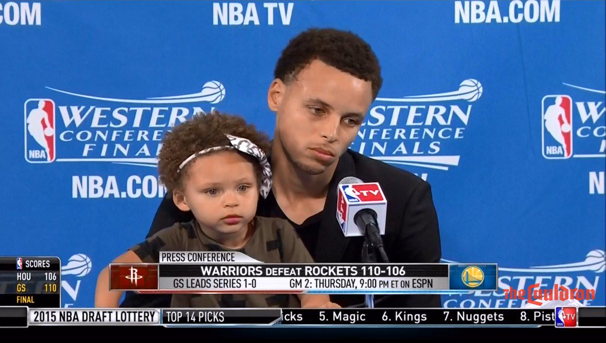 Steph Curry & His Adorable Daughter Riley at Post Game Press Conference ...