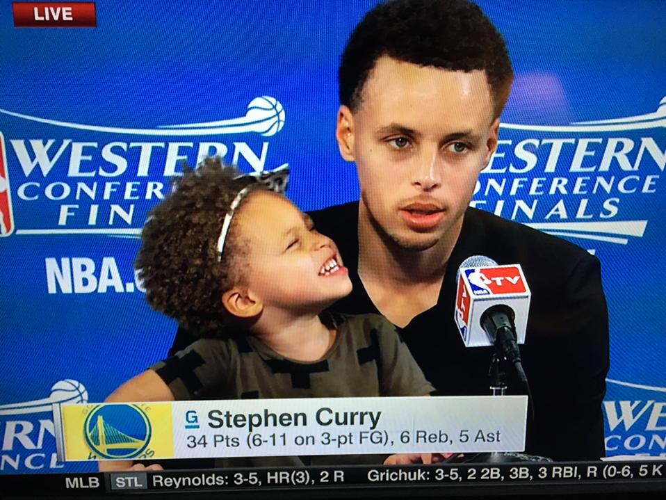 Steph Curry & His Adorable Daughter Riley at Post Game Press Conference ...