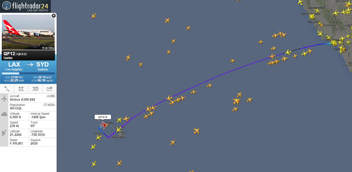 Qantas flight QF12 from Los Angeles to Sydney is diverting to Honolulu ...