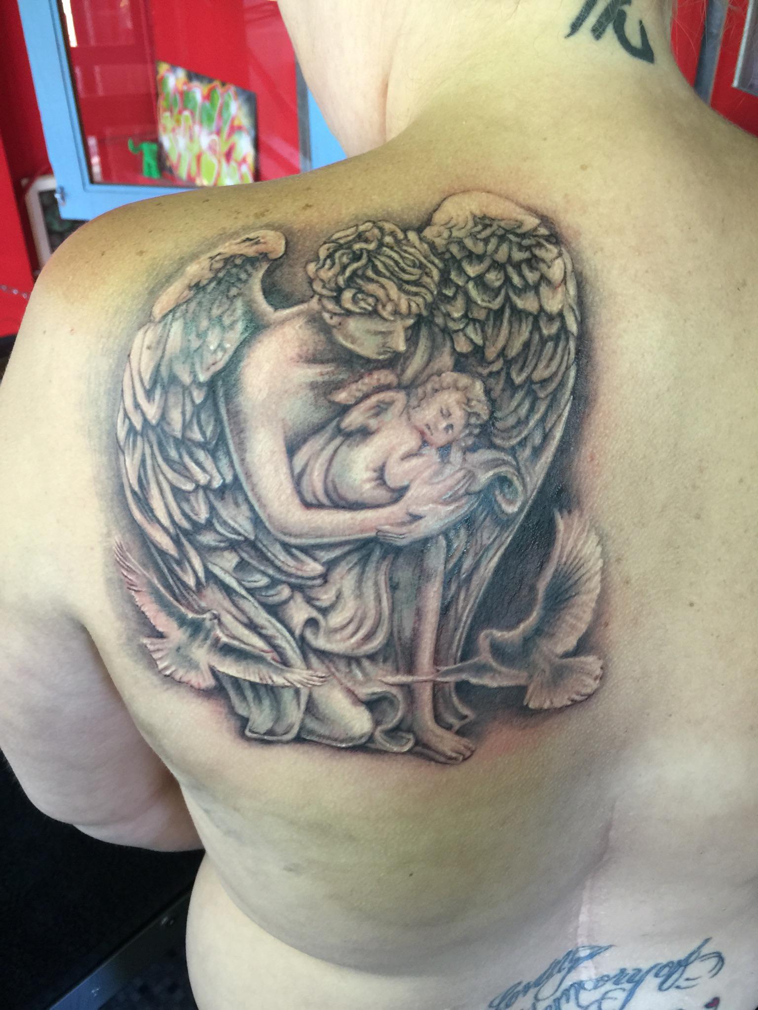 Baby Angel Shoulder Tattoos