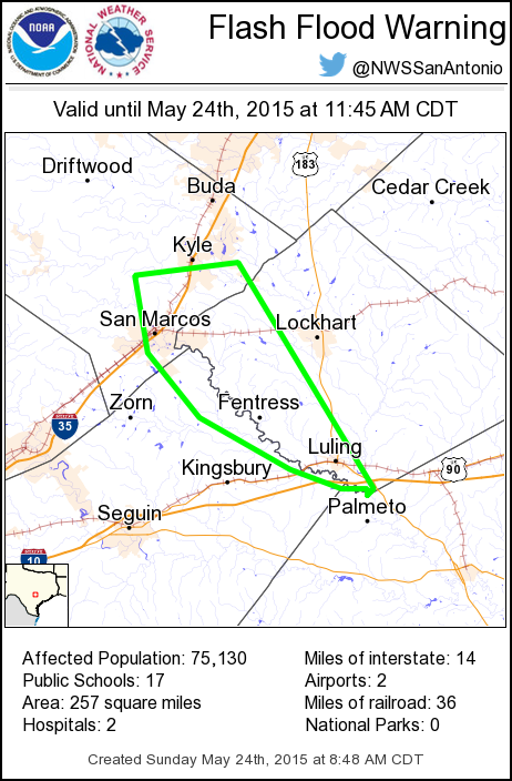 New Flash Flood Emergency issued for San Marcos, Fentress to Luling ...