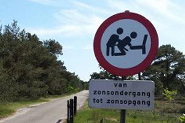 Funny Or Offensive Graphic No Gay Sex Warning Sign Appears At