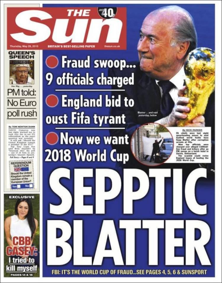 Newspaper front pages had a field day with the FIFA corruption scandal ...