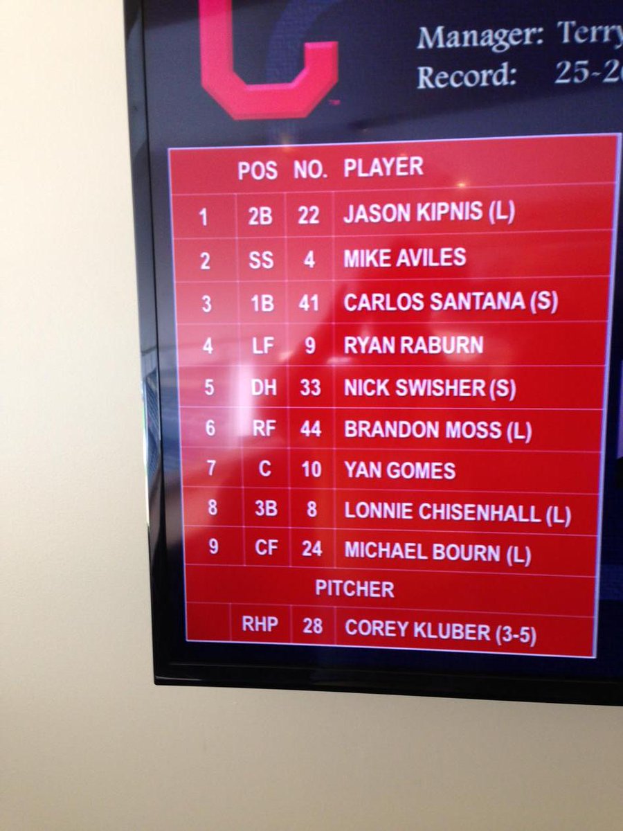 CLE @ KC 오늘의 라인업 : MLBPARK