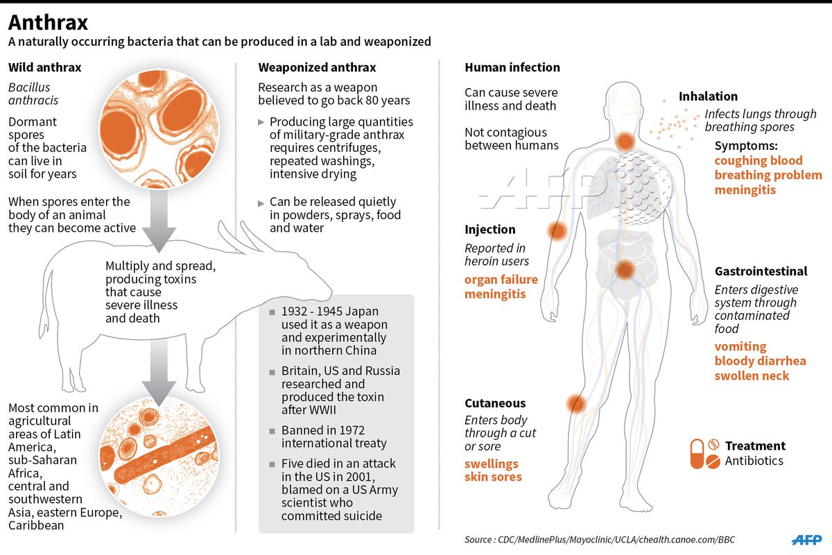 INFOGRAPHIC Factfile on Anthrax. The US military admitted Wednesday it has a problem AFP | AFP ...