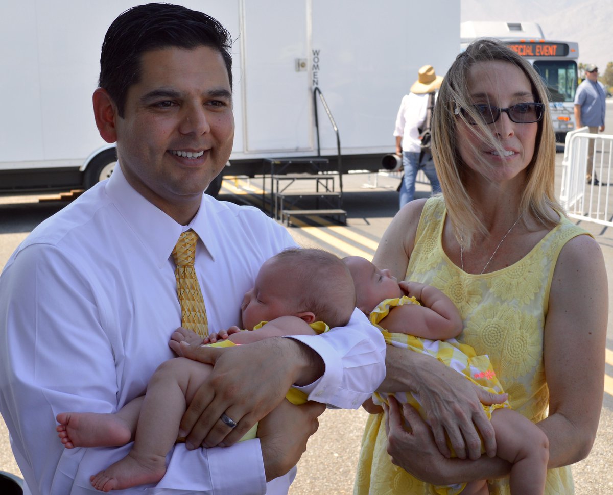 Rep. raul ruiz and his wife, monica, talk to @mydesert while holding ...