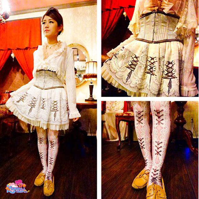 Ribbons and laced up items makes us look girly. There is a motif in ...