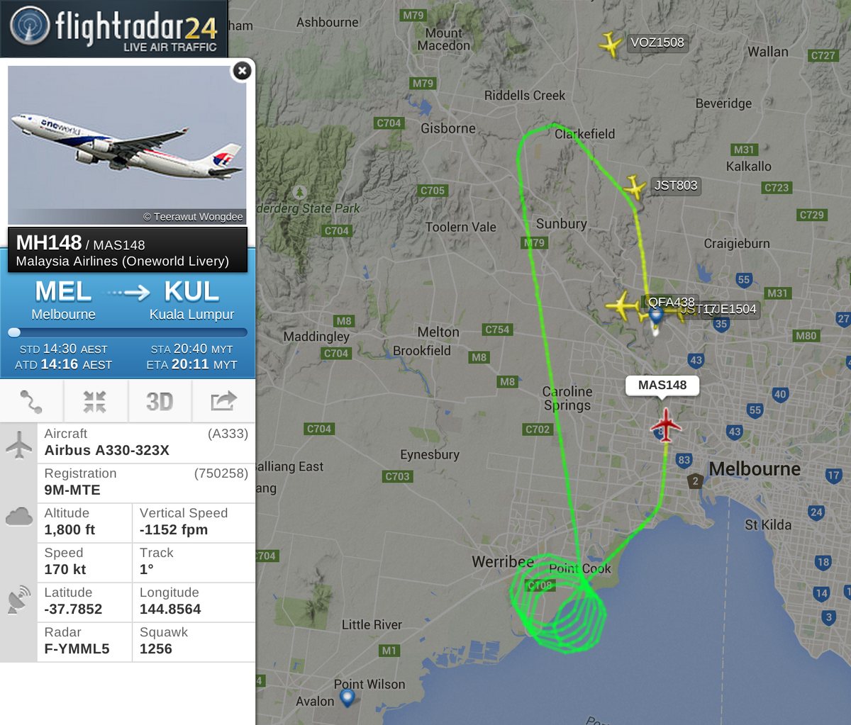 Malaysia Airlines flight MH148 returned to Melbourne after take off ...