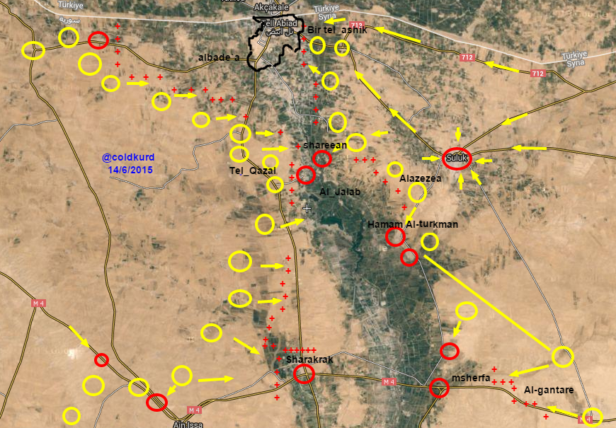 Map: YPG cut off road of Raqqa to Girespi : r/syriancivilwar