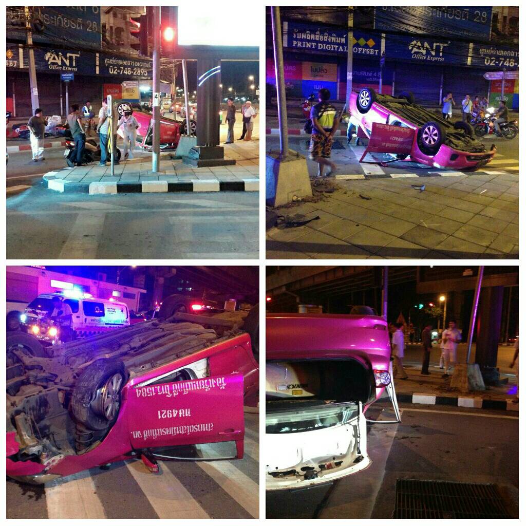 JS100 on Twitter: "03.10 น.#อุบัติเหตุ ซ.อุดมสุข ขาออก แยกศรีอุดม แท็กซี่ ทย-4921 พลิกคว่ำ เจ็บ1 ...