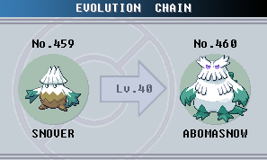 Pokemon Snover Evolution Chart