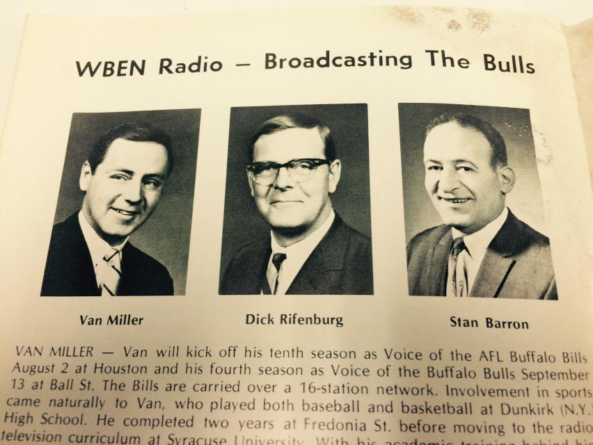 The UB Football broadcast team from 1969, with Voice of the Bulls Van ...