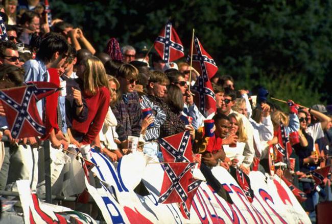 Ole miss fans in 1993. by 1997, the confederate flag was banned from ...