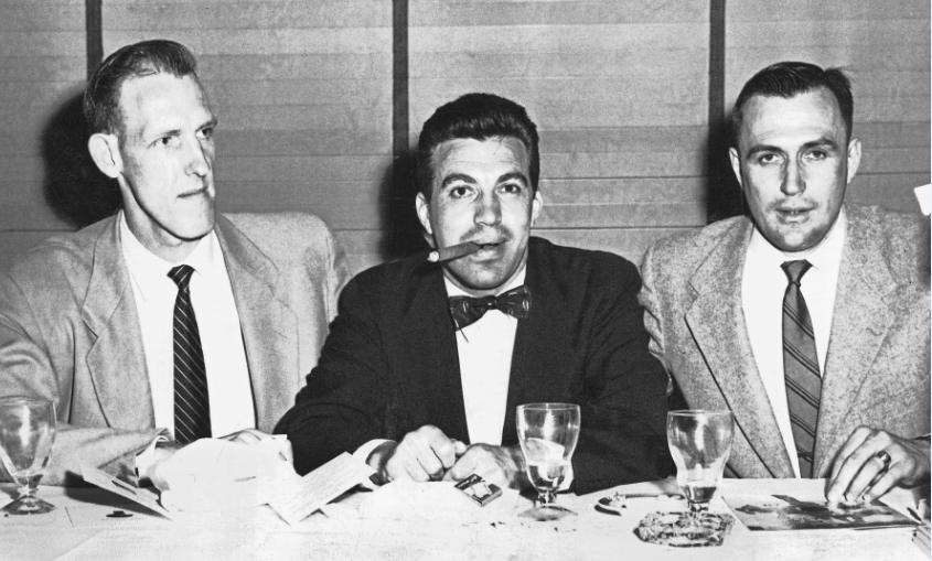 (Harvey Pollack: 1922-2015) Harvey Pollack (center) flanked by Warriors ...