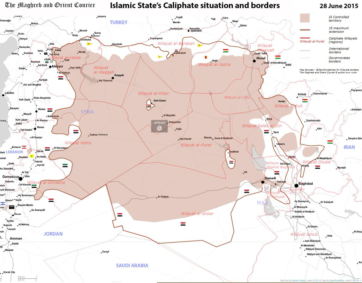 NEW MAP Islamic State's Caliphate territory and borders : r/syriancivilwar