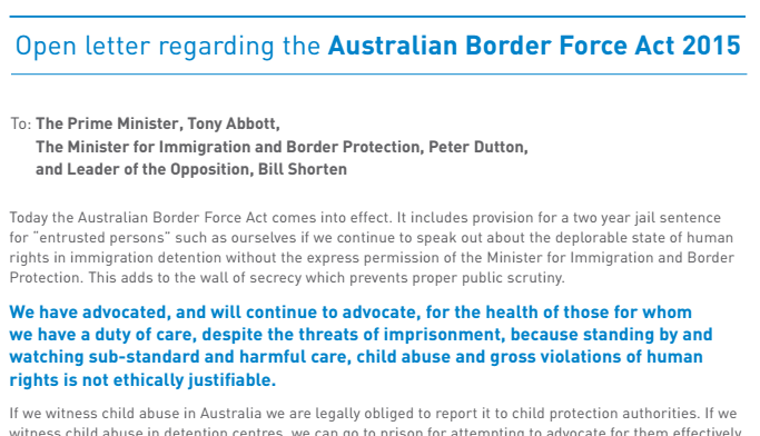 Read & share open letter on Border Force Act asylum gag: "We challenge ...