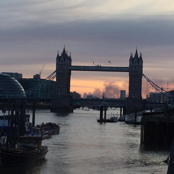 Pictures show blaze as seen from Tower Bridge - ITV News