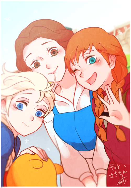 Anna, Elsa and Belle by Seto (セト) : r/Frozen