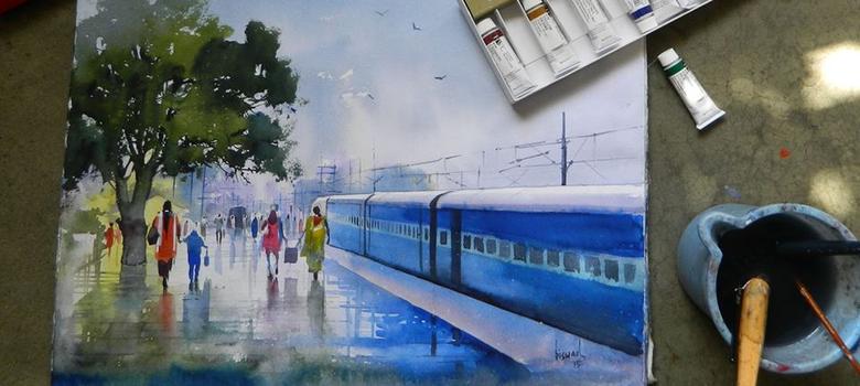 Indian Railway Station Drawing