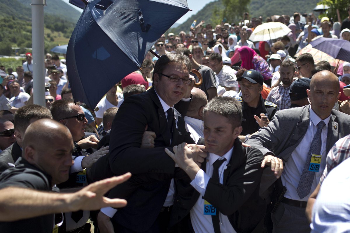 Angry crowd pelts Serbia PM with objects at ceremony marking 20 years ...
