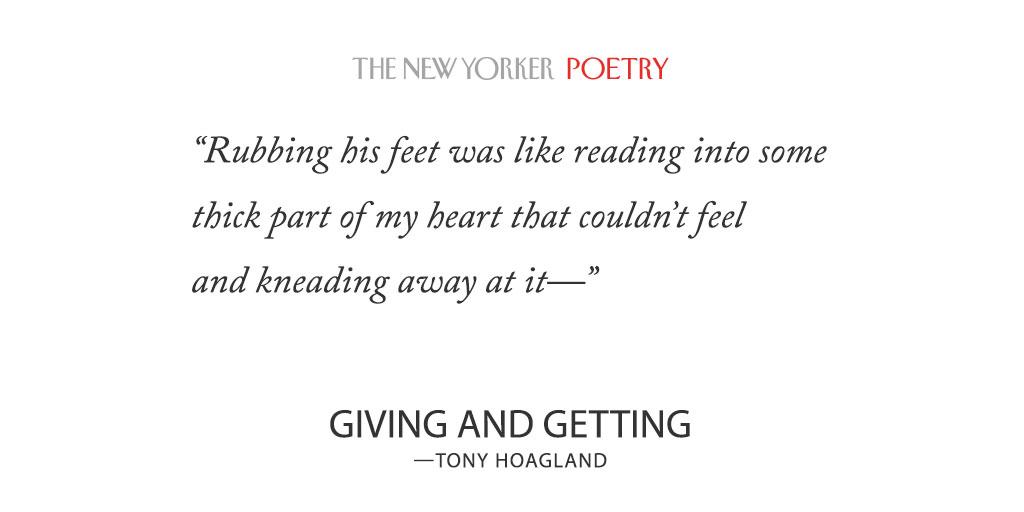 Read Tony Hoagland's poem, "Giving and Getting," from this week's issue ...