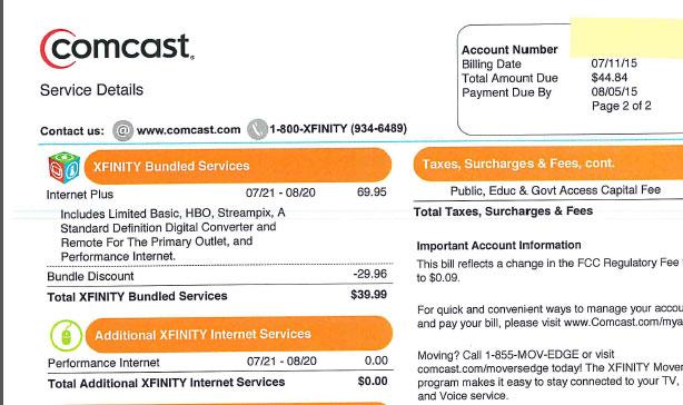 Comcast Cable Bill