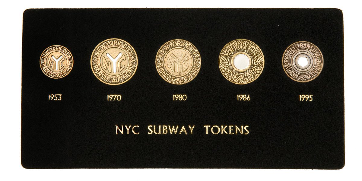 Saw my grandmother yesterday, and she let me keep her old subway tokens ...