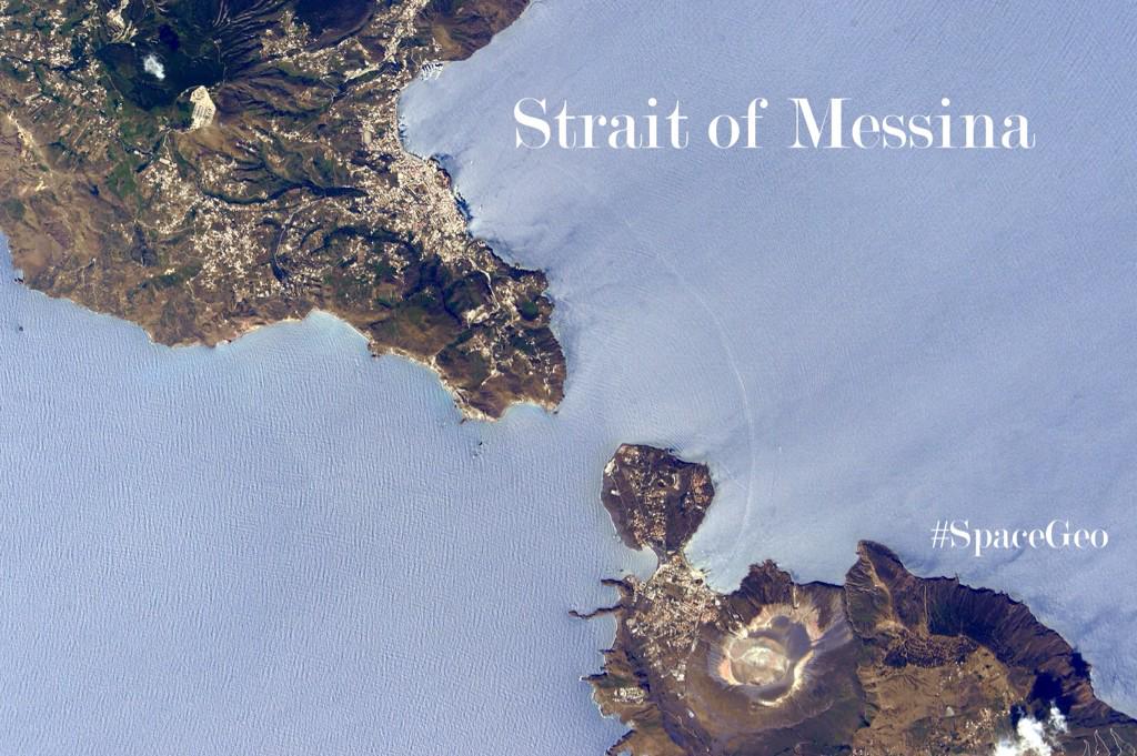 : #SpaceGeo A: Strait of Messina waterway between #Sicily and #Calabr...