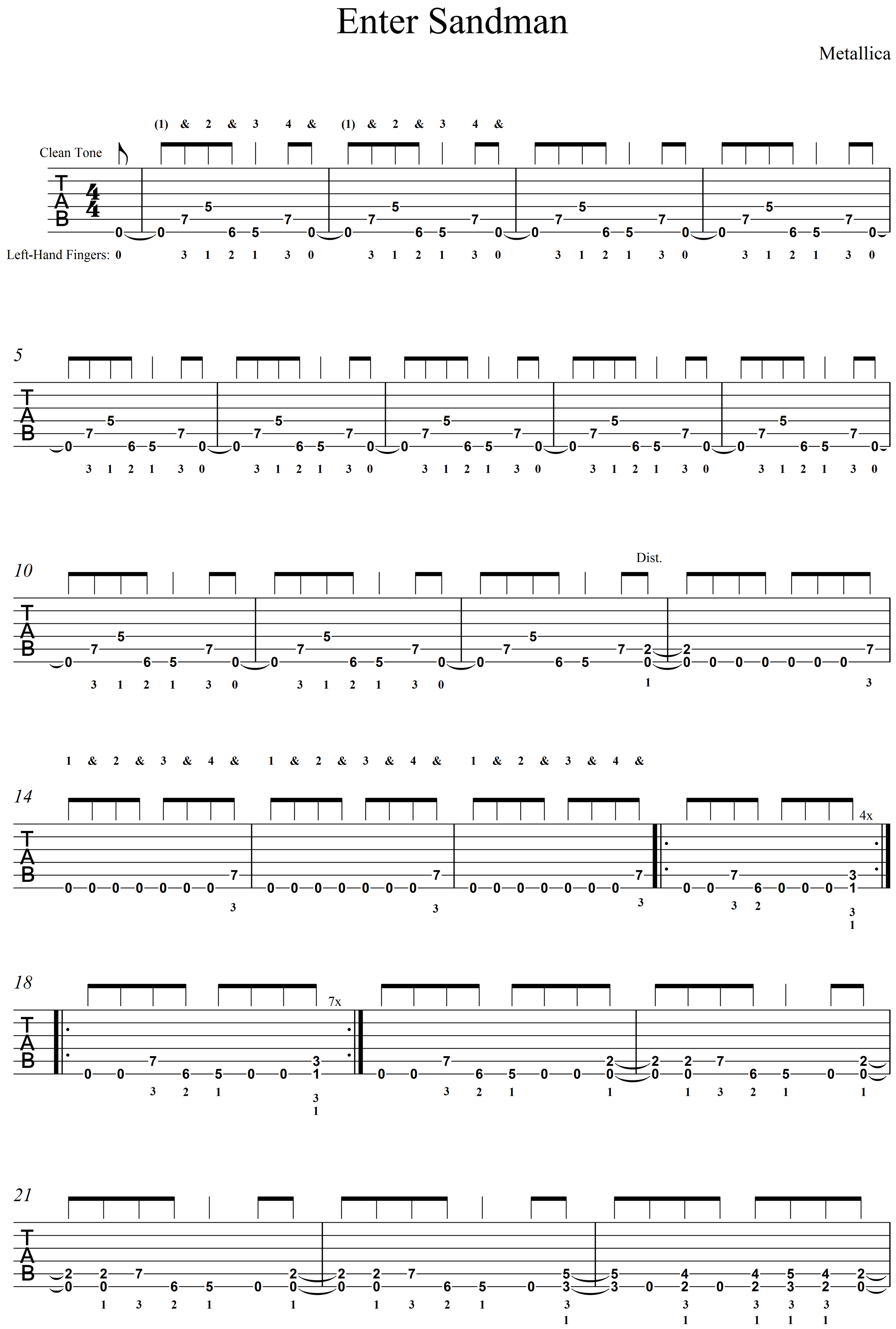 Enter Sandman Guitar Chords