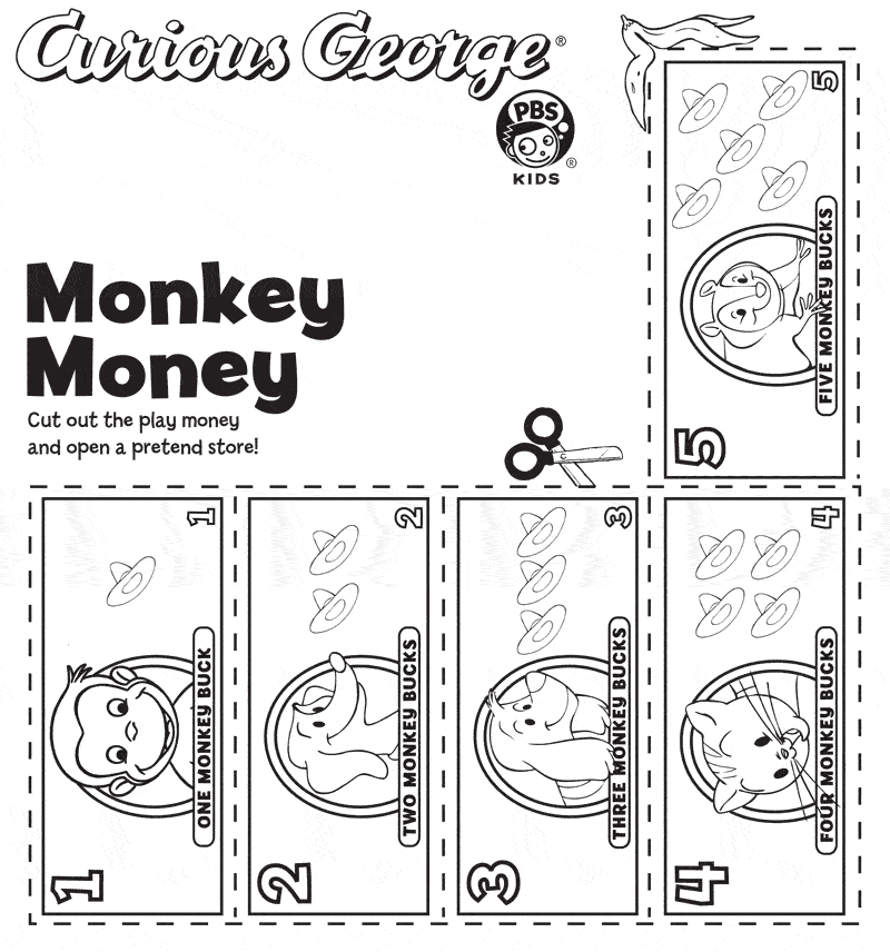 Play Money Coloring Page