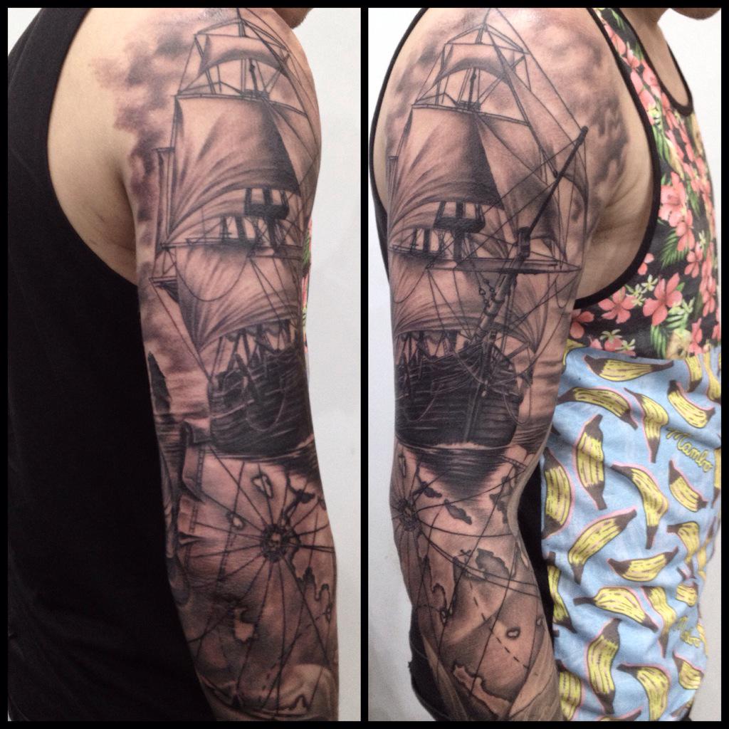 Pirate Map Tattoo Atmosphere Tattoo Gallery | Treasure Map Done By