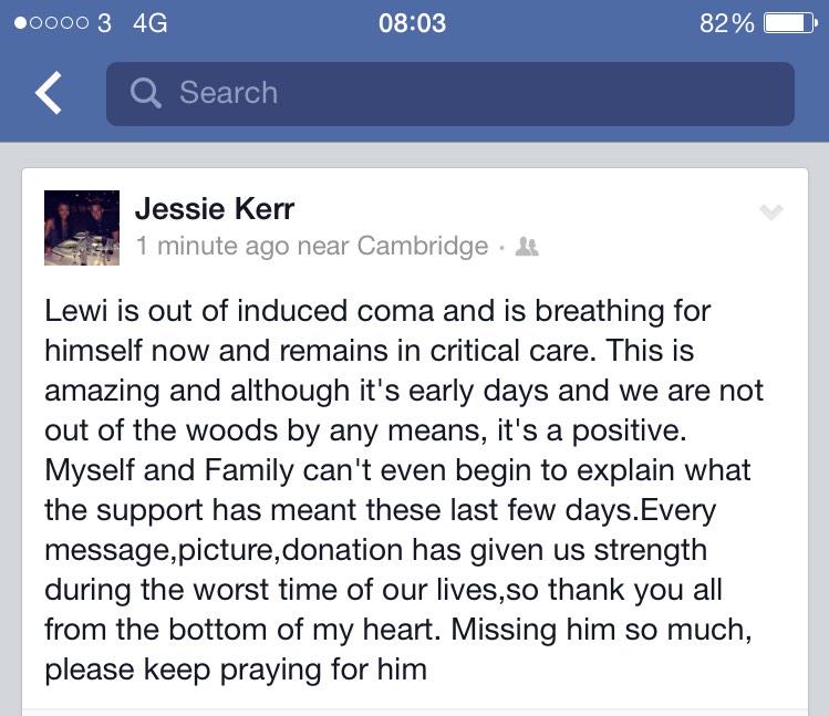 Injured King's Lynn speedway rider Lewis Kerr now out of induced coma ...