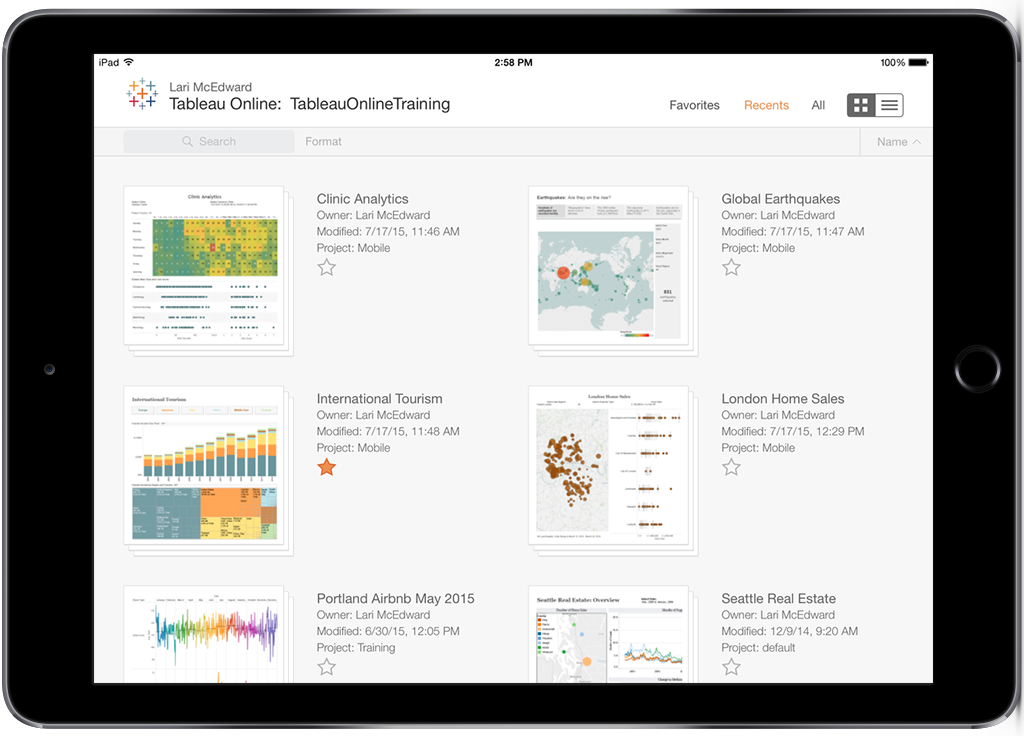 Tableau Dashboard Ipad