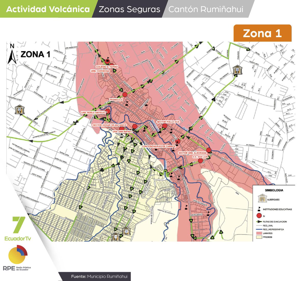 #volcáncotopaxi infórmese: estas son las zonas seguras del cantón ...